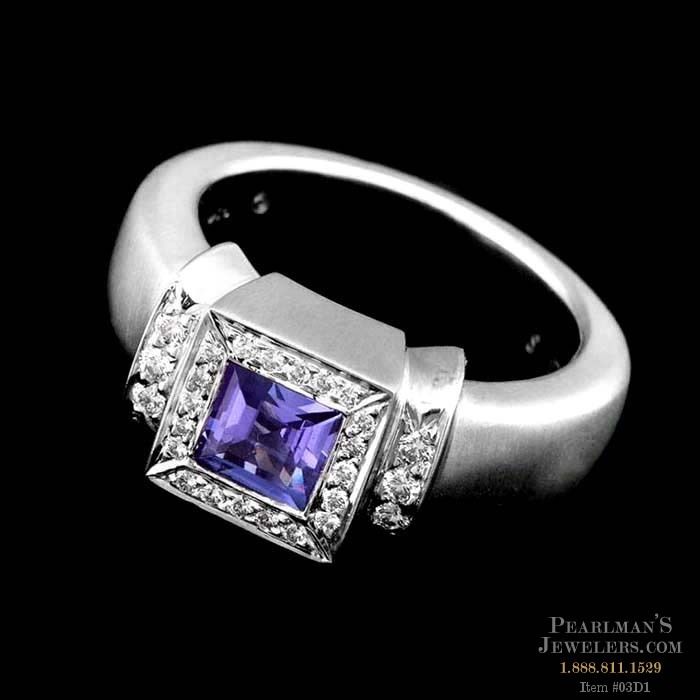 Princess Cut Tanzanite Engagement Rings