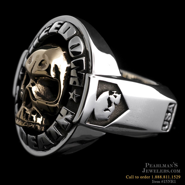 NightRider Silver & Gold Freedom Or Death Ring